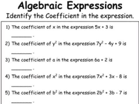 Identify The Coefficient In The Expression Studyx