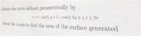 Solved Rotate The Curve Defined Parametrically By