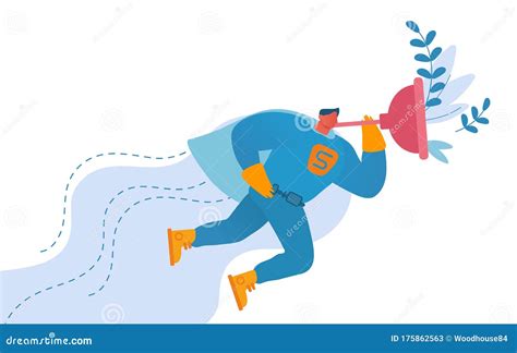 Superhero Plunger Man Vector Illustration 56845424