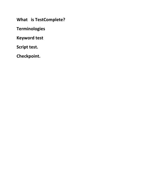 What Is Testcomplete Terminologies Keyword Test Script Test