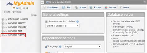 Select The Database On The Phpmyadmin Left Pane Servercake