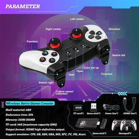 Wireless Retro Game Console Equipped With 64G TF Card Plug And Play Nostalgia Game Stick 4K
