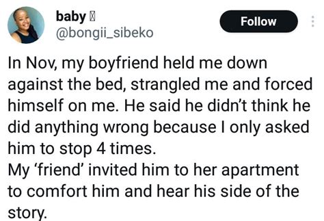 My Friend Supported My Boyfriend After He Strangled And R Ped Me South African Lady Shares
