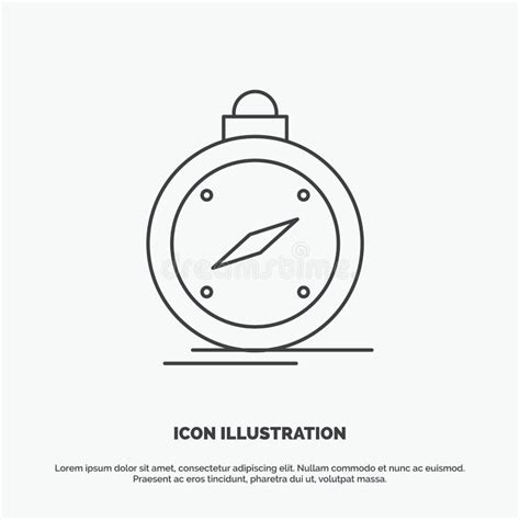 Compass Direction Navigation Gps Location Icon Line Vector Gray