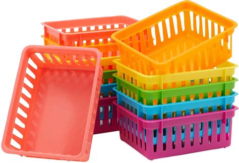 12pcs 6 Colors Plastic Pen And Pencil Baskets Tray For Classroom Organizer Storage