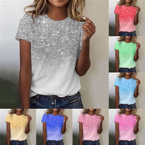 Summer Savingsyanhaigong Plus Size Sequin Topsplus Size Spring