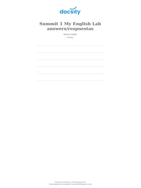 Docsity Summit 1 My English Lab Answers Respuestas Pdf