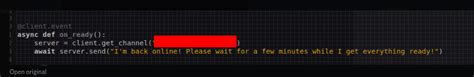 Discordpy How To Make Bot Send A Message When Its Back Online Rdiscordbots