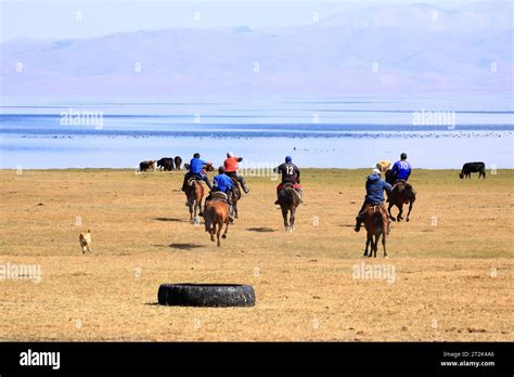August 24 2023 Song Kol Lake In Kyrgyzstan Locals Play Kok Boru