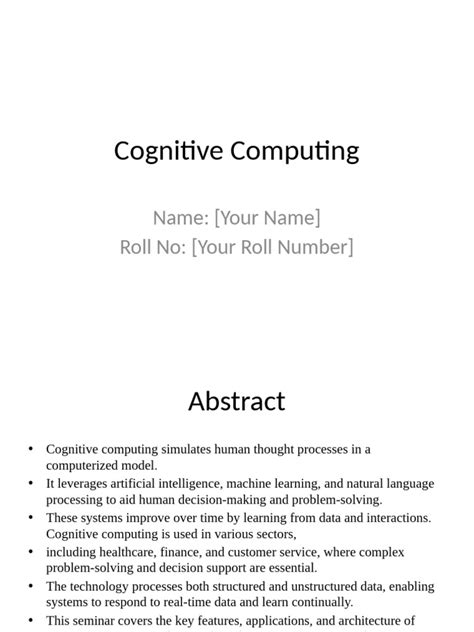 Cognitive Computing Seminar Pdf