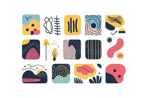 Eclectic Collection Of Abstract Geometric Shapes And Patterns Vector Illustration Design Stock