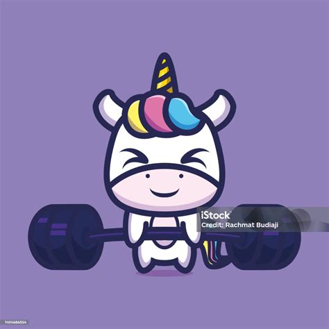 유니콘 리프팅 바벨 만화 캐릭터 디자인 프리미엄 벡터의 귀여운 일러스트 레이 션 유니콘에 대한 스톡 벡터 아트 및 기타 이미지