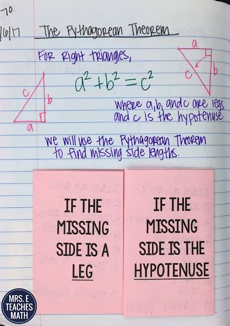 Pythagorean Theorem INB Pages Mrs E Teaches Math