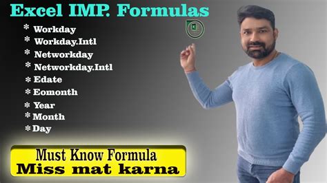 Excel All Date Formulas And Functions Excel Formulas Excel Formula Tutorial In Hindi Sanjay