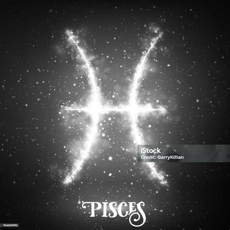 빛나는 별과 공간의 어두운 배경에 추상 조디악 로그인 물고기 벡터 조디악 로그인 물고기의 형태로 성운입니다 추상 빛나는 조디악 로그인 물고기 물고기 그리스어 Ikhthyes