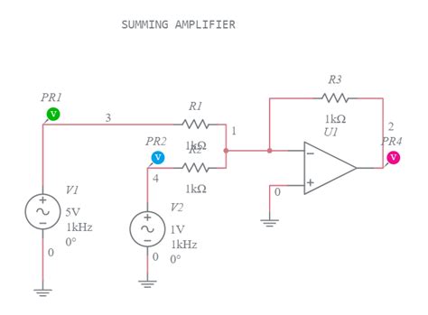 Summing Amplifier Multisim Live