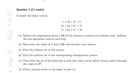 Solved Question Marks Consider The Linear System Page Chegg
