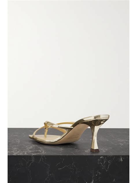 Jimmy Choo Maelie 70 Metallic Leather Thong Sandals In Gold Modesens