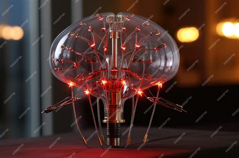 Premium Ai Image Bionic Brain Implant With Glowing Neural Connections Created With Generative Ai