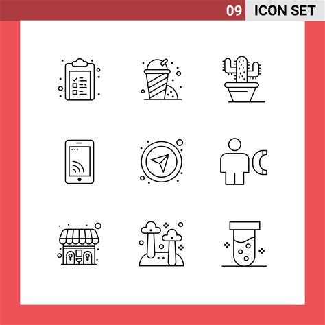 User Interface Pack Of 9 Basic Outlines Of Navigational Directional