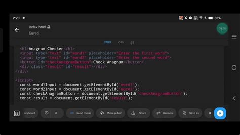 Anagram Checker Using Html Css And Javascript Full Tutorial Youtube
