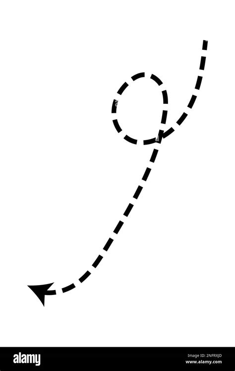 Dashed Arrow Set Vector Doodle Dot Line Thin Pointer Arrows Stock