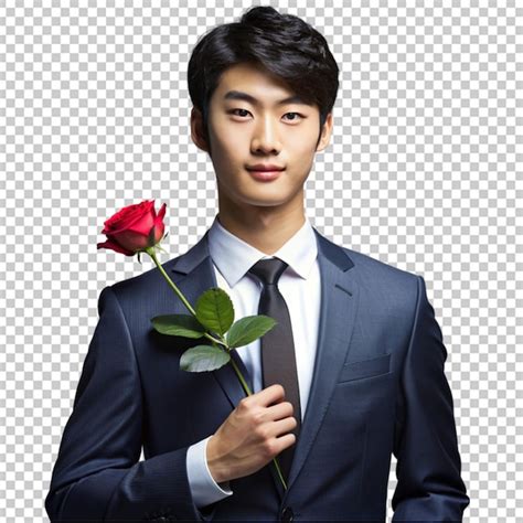 A Male Holding A Red Rose Premium Ai Generated Psd