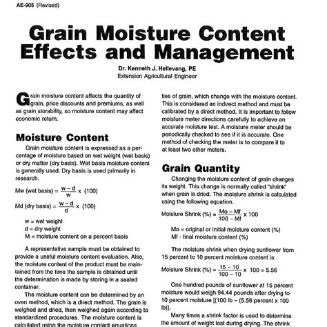 Grain Moisture Content Effects And Management North Dakota State Uni
