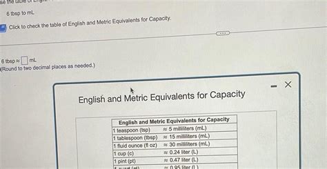 [answered] Se The 6 Tbsp To Ml Click To Check The Table Of English And Kunduz