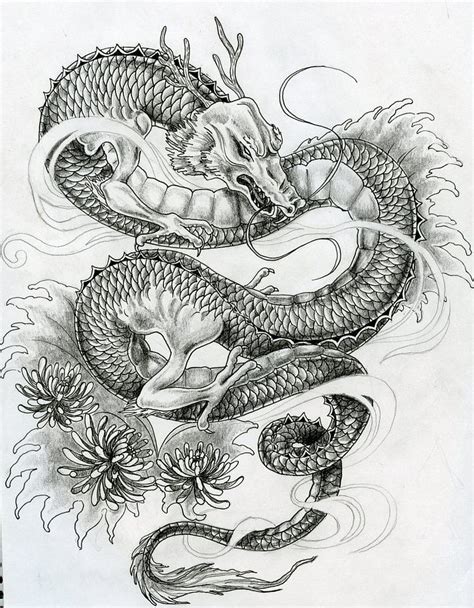 Japanese Dragon Outline Tattoo