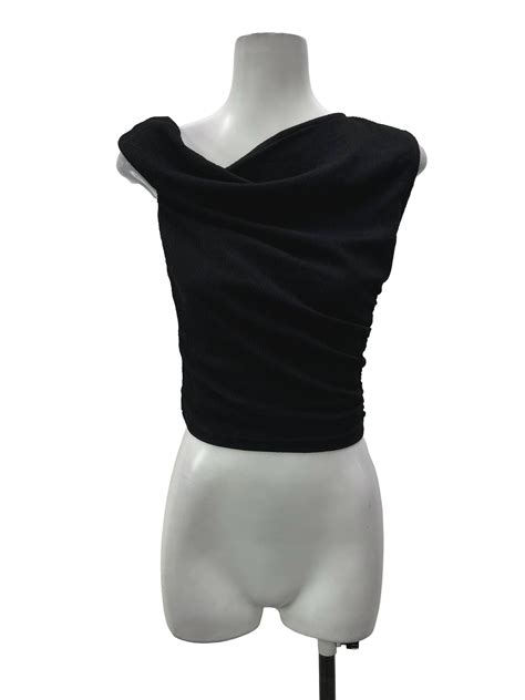 Chello Black Textured Slanted Blouse Refash