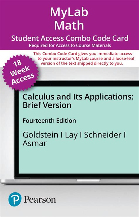 Buy Mylab Math With Pearson Etext Week Combo Access Card For Calculus Its Applications Book