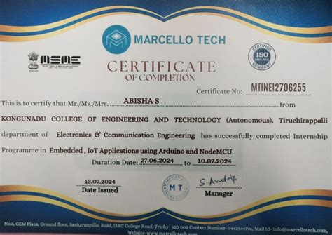 abisha s on linkedin internship iot embeddedsystems
