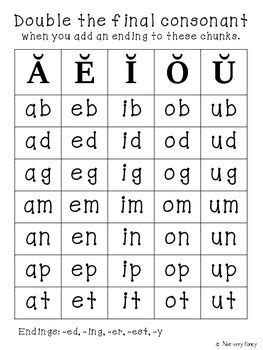 Double The Final Consonant Chart Writing Informational Text Remedial Reading Consonant