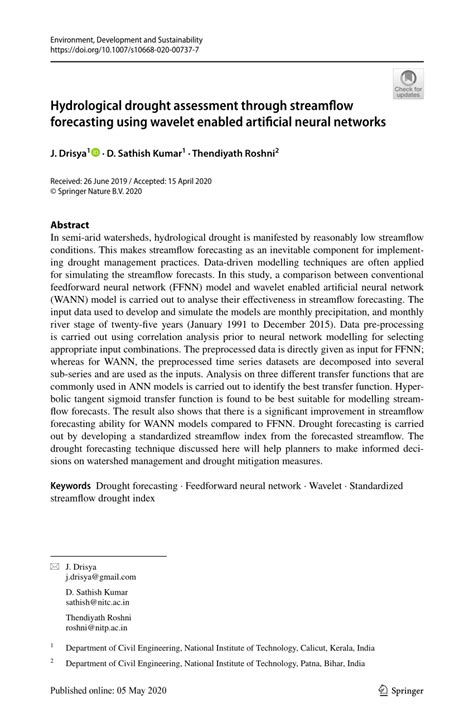 pdf hydrological drought assessment through streamflow forecasting