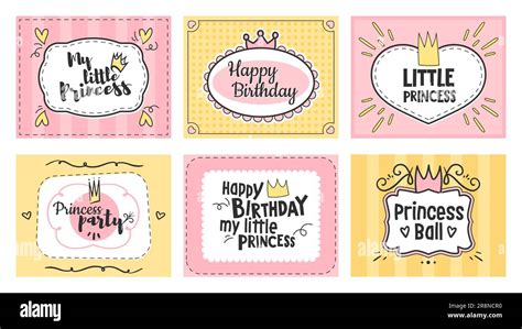 Princess Birthday Card Set Stock Vector Image And Art Alamy