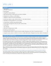SPSS Lab 1 Pdf SPSS LAB 1 CONTENTS Part I Q1 Q5 A SPSS Lab I