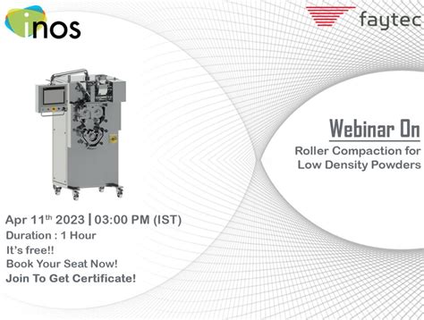 Webinar On Roller Compaction For Low Density Powders Inos