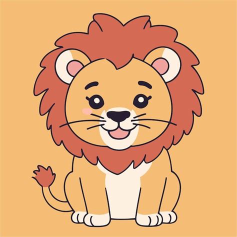 아이들을 위한 귀여운 사자 터 일러스트레이션 프리미엄 벡터