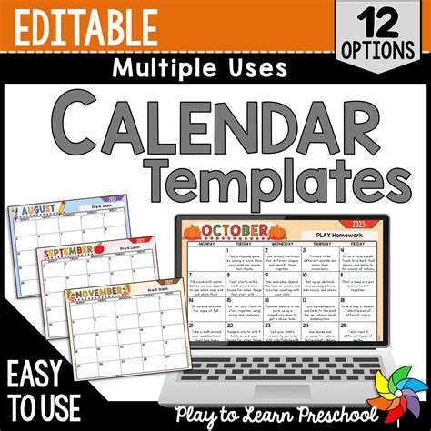 Preschool Classroom Calendar