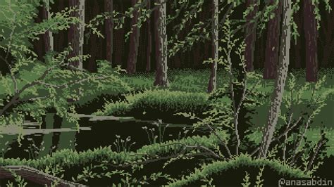 Forest Pond Pixel Live Wallpaper Moewalls