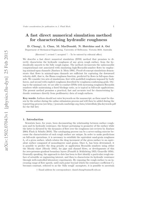 Pdf A Fast Direct Numerical Simulation Method For Characterising
