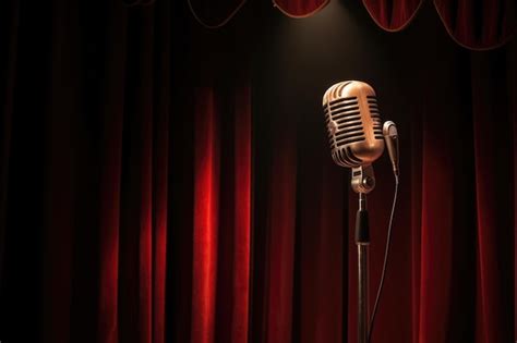 Premium Ai Image Vintage Microphone Under A Solo Spotlight