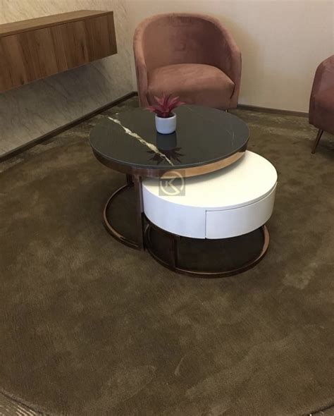 Modern Nested Round Coffee Tables Set Of 2 Rare Objects