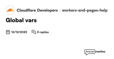 Global Vars Cloudflare Developers