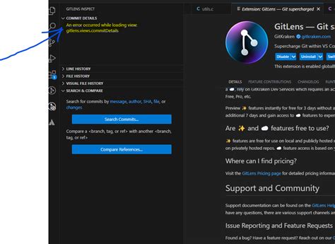 Gitlens Inspect Commit Details View Not Showing Error · Issue 2812