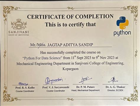 Python Certified Pythoncertified Careermilestone Aditya Jagtap