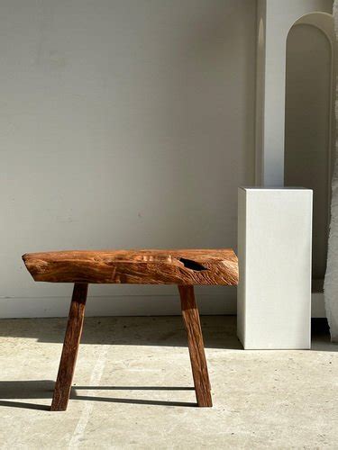 Small Organic Quadripod Bench In Upcycled Asian Teak Sungai For Sale