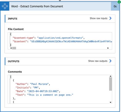 Extract Comments From Document Composer For Power Automate