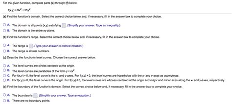 solved for the given function complete parts a through f
